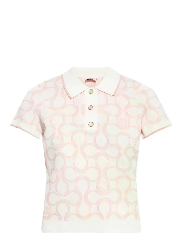 Casablanca Patterned Polo Top - White