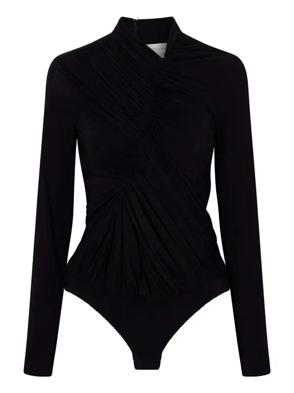 Stella McCartney Draped Crepe-jersey Bodysuit - Black