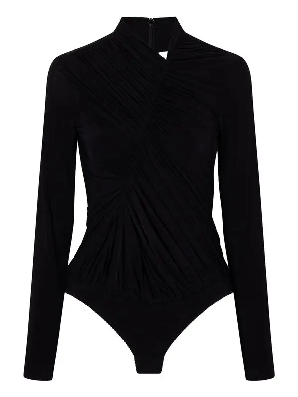 Stella McCartney Draped Crepe-jersey Bodysuit - Black