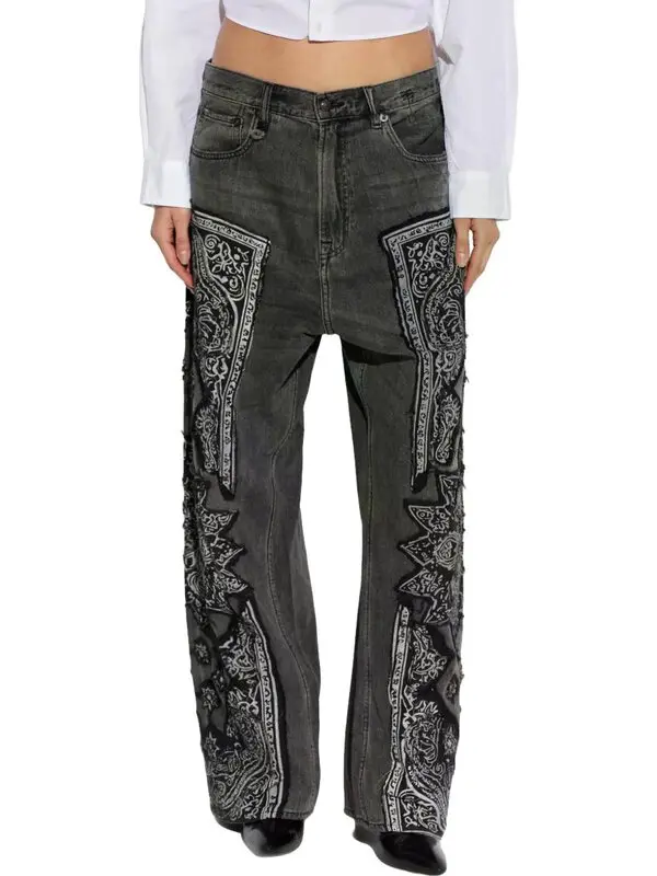 R13 Bandana Appliqué Jeans - Grey