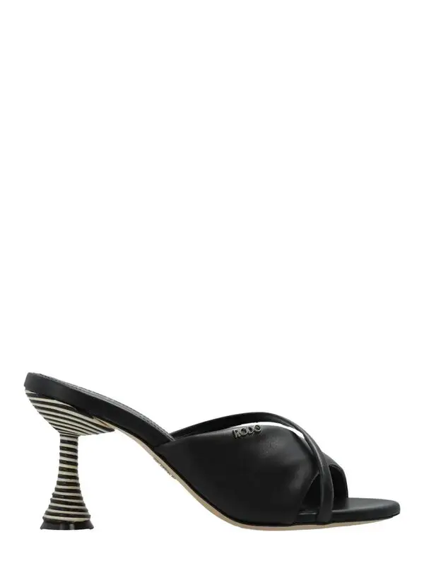 Rodo Leather Heeled Mules - Black