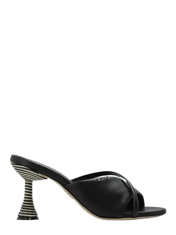 Rodo Leather Heeled Mules - Black