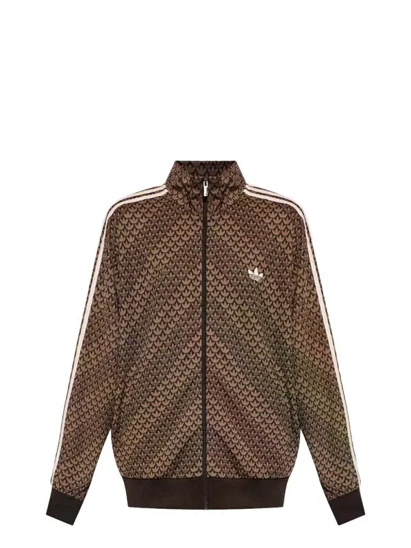 Adidas Firebird Pattern Zipped Sweatshirt - Brown