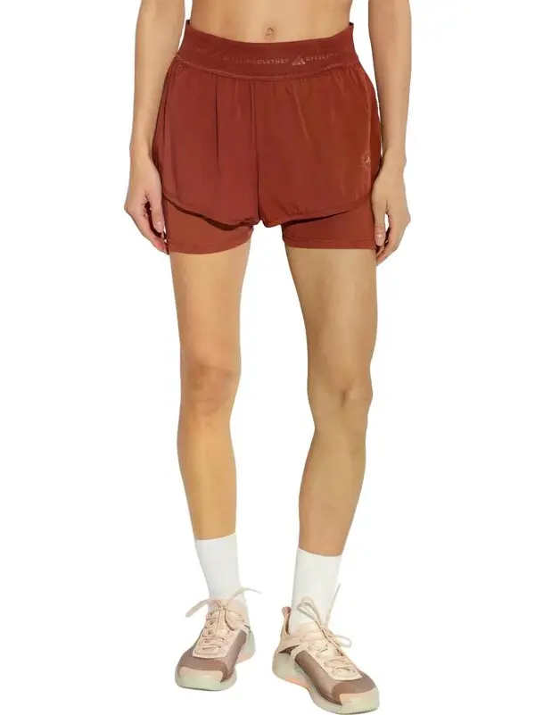 Adidas By Stella McCartney Logo-waistband Training Shorts - Brown