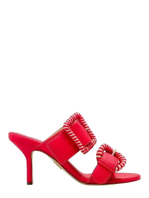 Rodo Buckle-strap Leather Mules - Red