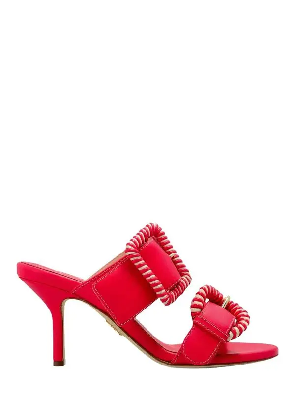 Rodo Buckle-strap Leather Mules - Red