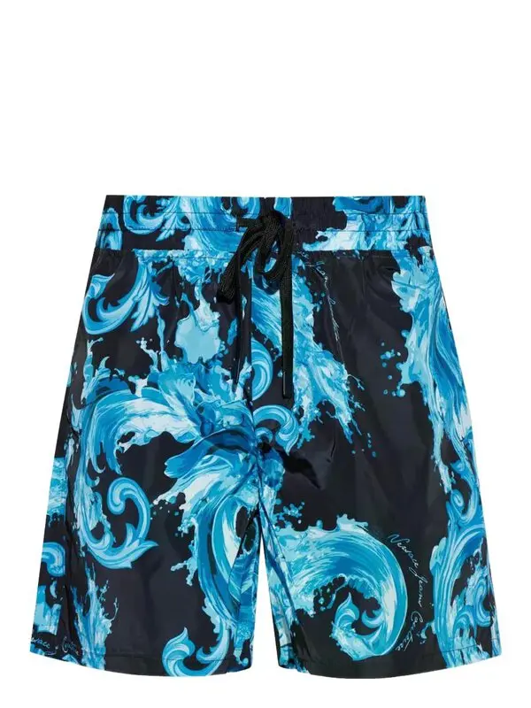 Versace Patterned Drawstring Shorts - Black