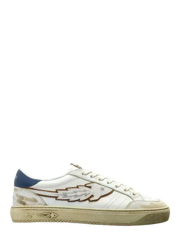 ENTERPRISE JAPAN Star Appliqué Leather Sneakers - White