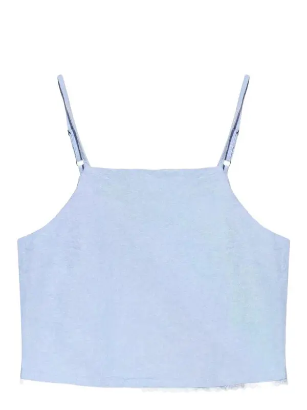 American Vintage Cropped Cotton Tank - Blue