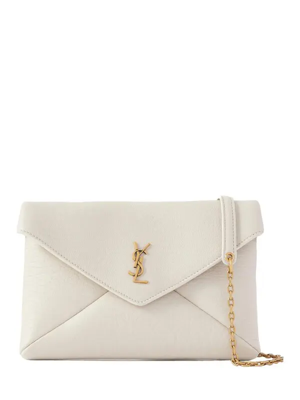 Saint Laurent Cassandre Textured-leather Shoulder Bag - Neutrals