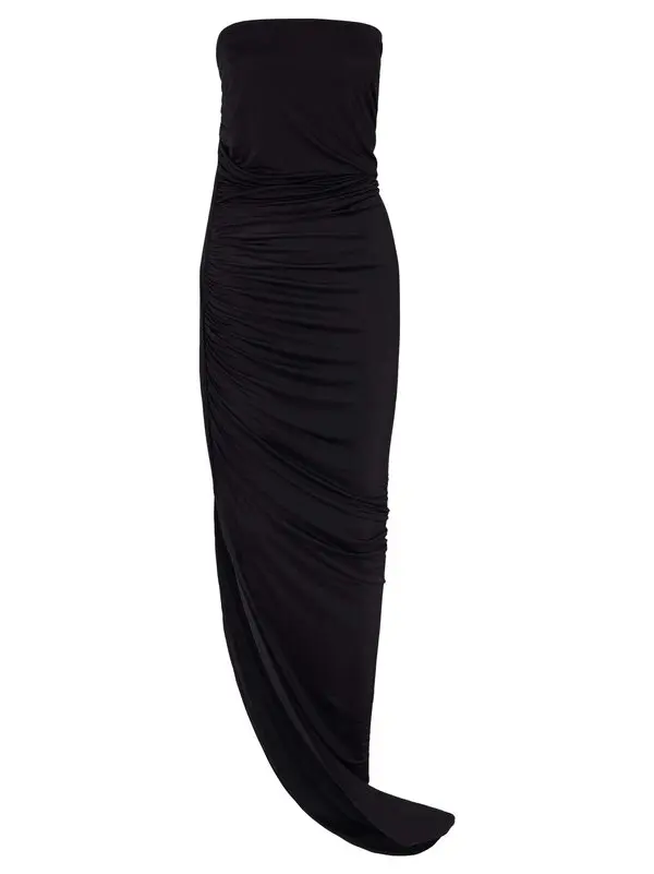 Rick Owens Edfu Strapless Gathered Stretch-jersey Gown - Black