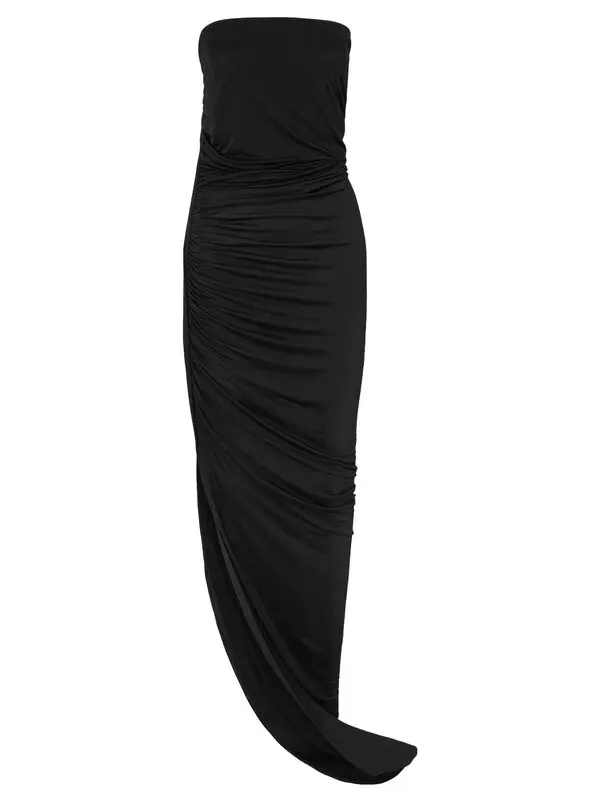 Rick Owens Edfu Strapless Gathered Stretch-jersey Gown - Black