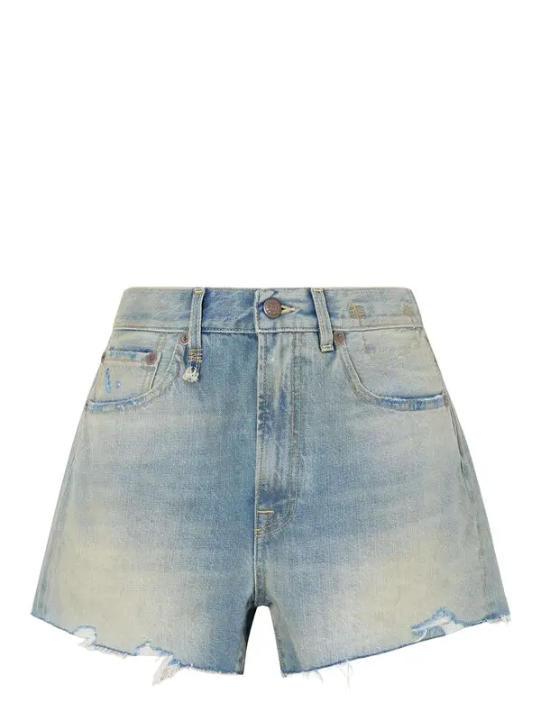 R13 X-bf Frayed Denim Shorts - Light Denim