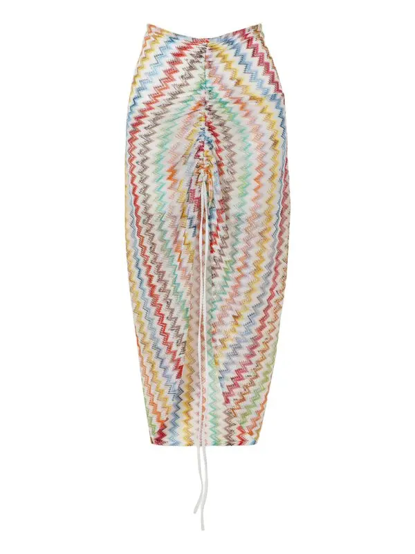 Missoni Gathered Striped Metallic Crochet-knit Midi Skirt - Blue