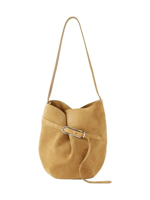 LIFFNER Belted Suede Bucket Bag - Neutrals