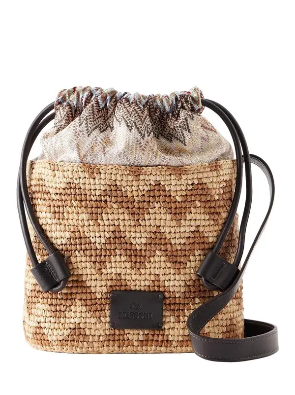 Missoni Striped Raffia Bucket Bag - Neutrals