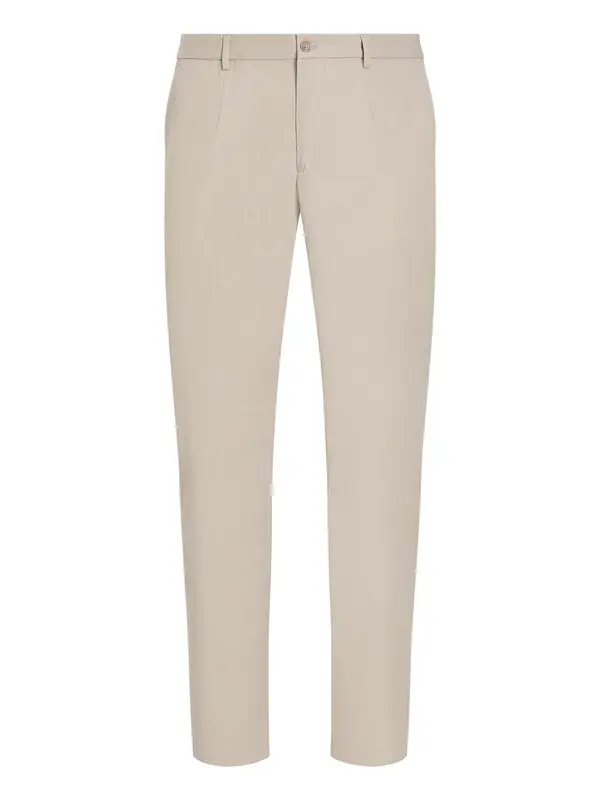 Dolce & Gabbana Tailored Stretch Cotton Twill Pants - Beige