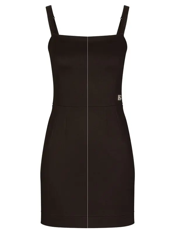 Dolce & Gabbana Short Milano Rib Dress With Dg Logo - Black
