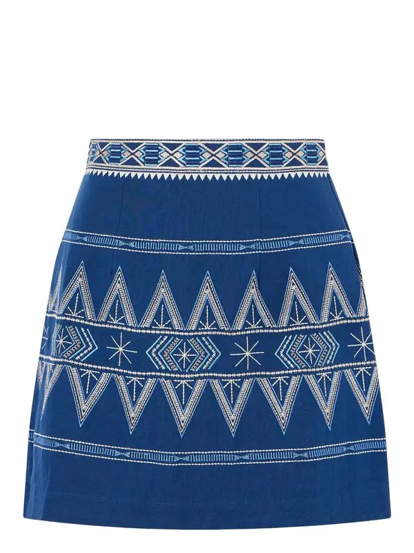 EMPORIO SIRENUSE Giuliana Embroidered Mini Skirt - Blue