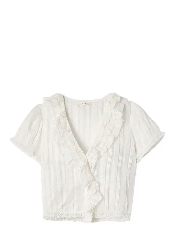 DÔEN Bernadette Lace-trimmed Blouse - White