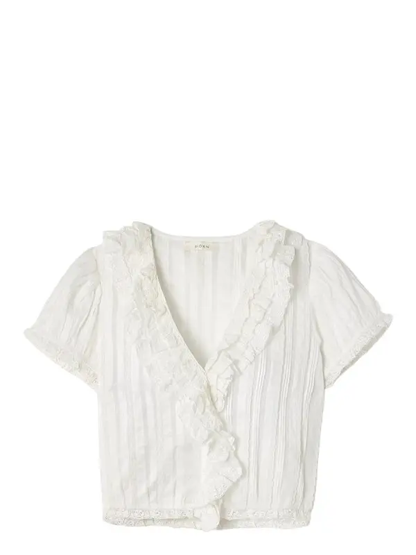 DÔEN Bernadette Lace-trimmed Blouse - White