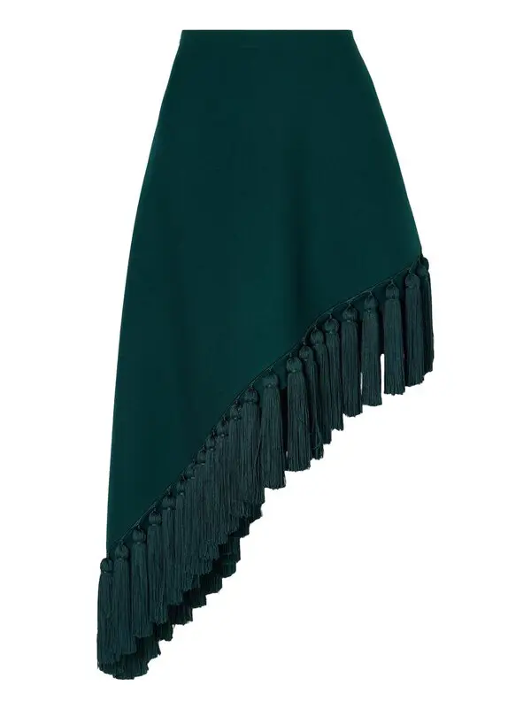 Alaïa Tasseled Asymmetric Midi Skirt - Green