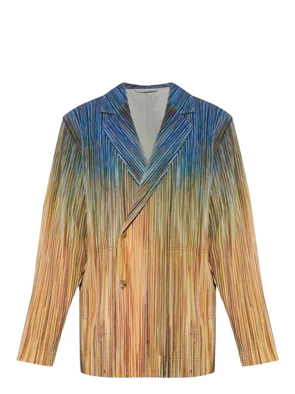 Issey Miyake Paint Brush Close-up Double-breasted Blazer - Brown