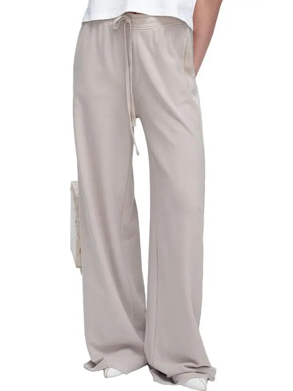ATM Anthony Thomas Melillo Wide Leg Pima Cotton Pants - Sandy Beige