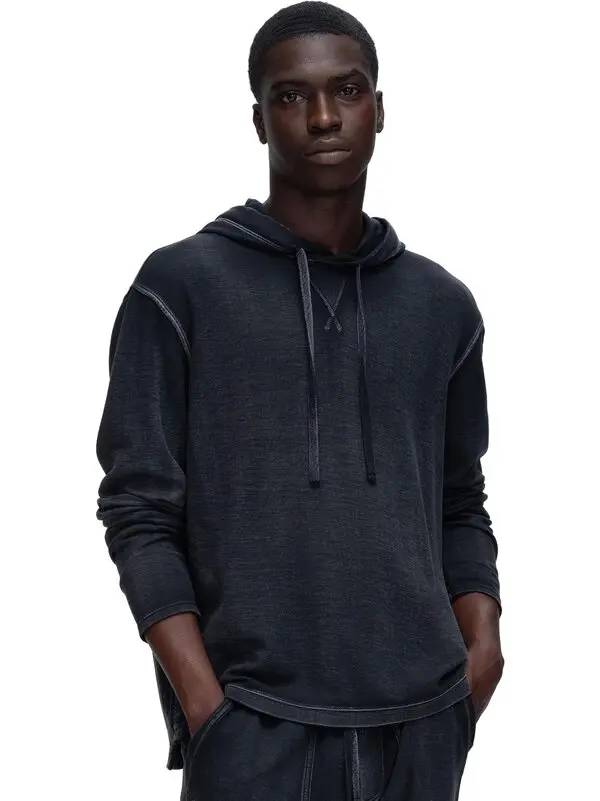 ATM Anthony Thomas Melillo Pique Long Sleeve Hoodie - Black