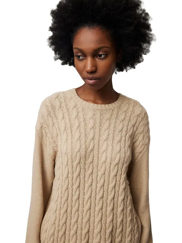 ATM Anthony Thomas Melillo Cotton Blend Cable Crew Neck Sweater - Shiitake