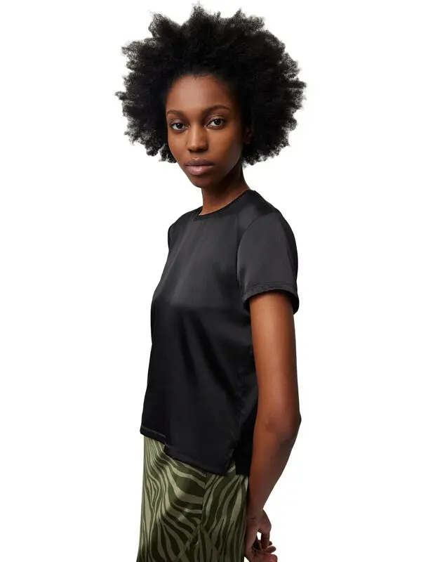 ATM Anthony Thomas Melillo Stretch Satin Short Sleeve T-shirt - Black