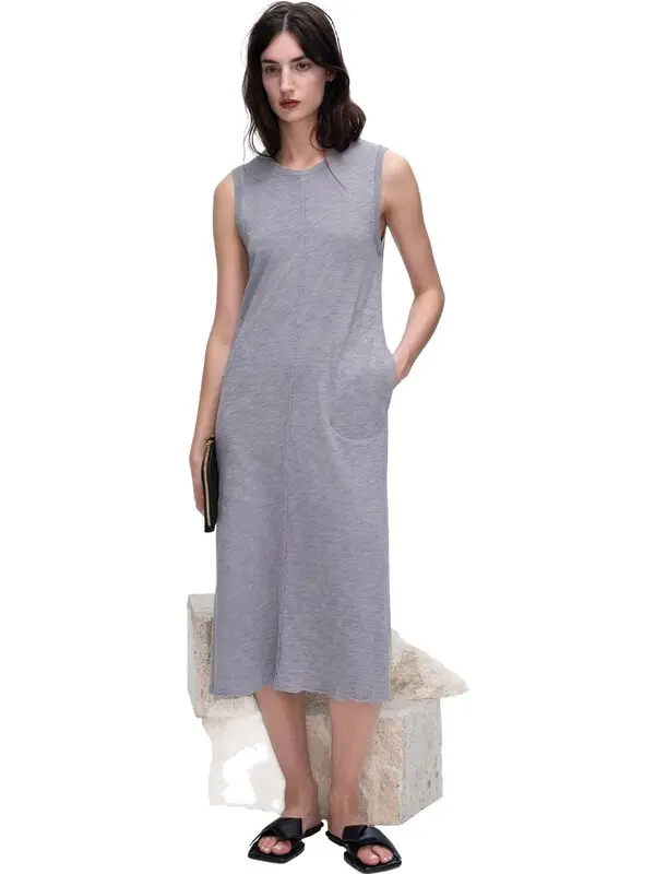 ATM Anthony Thomas Melillo Slub Jersey Sleeveless Midi Dress - Shark