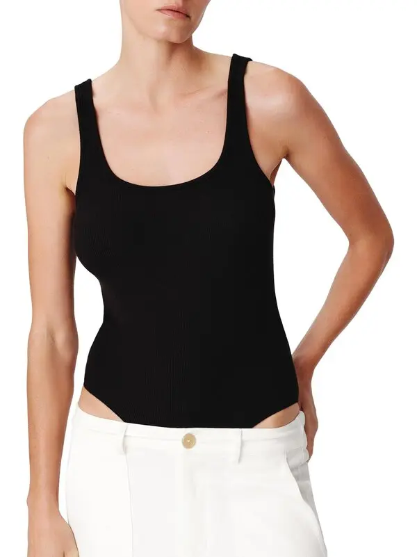 ATM Anthony Thomas Melillo Modal Rib Square Neck Bodysuit - Black