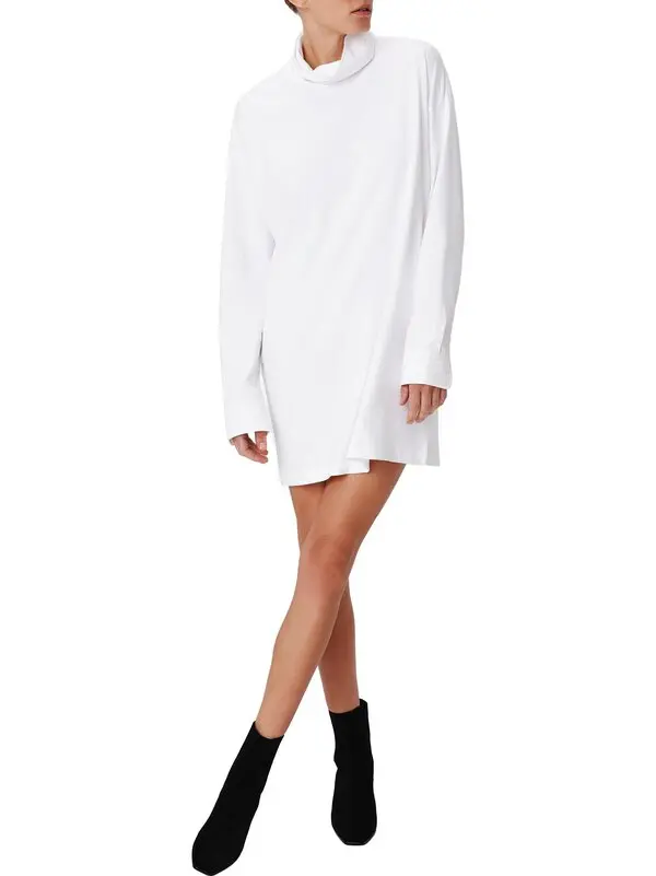 ATM Anthony Thomas Melillo Heavyweight Jersey Mixed Media Turtleneck Dress - White
