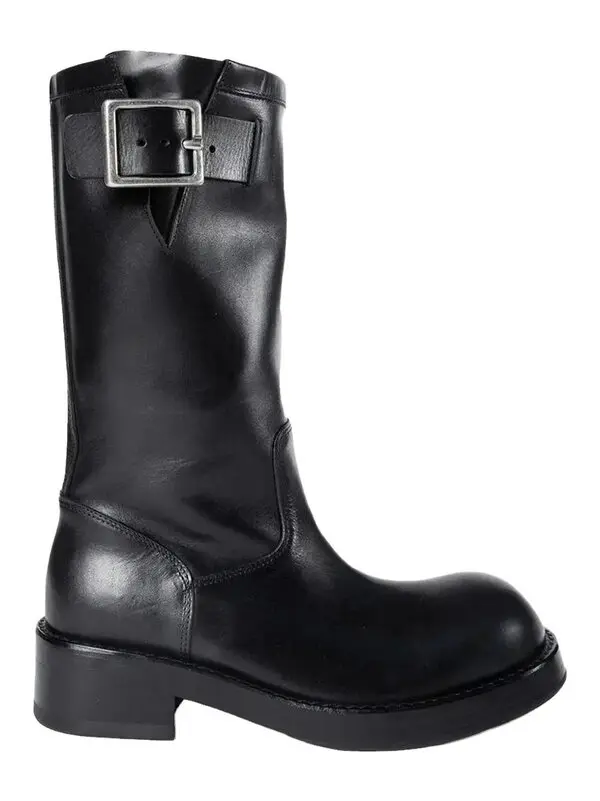 ANN DEMEULEMEESTER Leather Biker Boots - Black