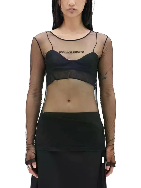 ANN DEMEULEMEESTER Fiene Hollow Sound Tulle T-shirt - Black