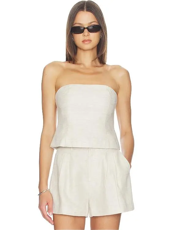 Good American Linen Strapless Top - Oat