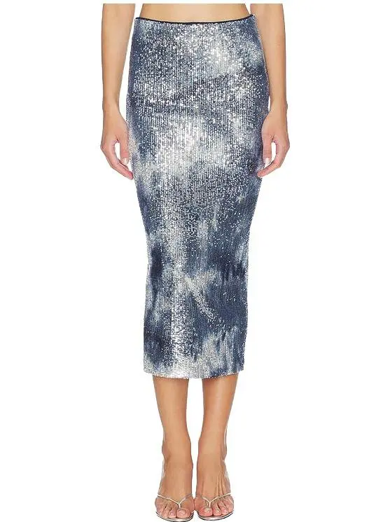 Le Superbe Shibori Shine Liza Skirt - Indigo Sequins