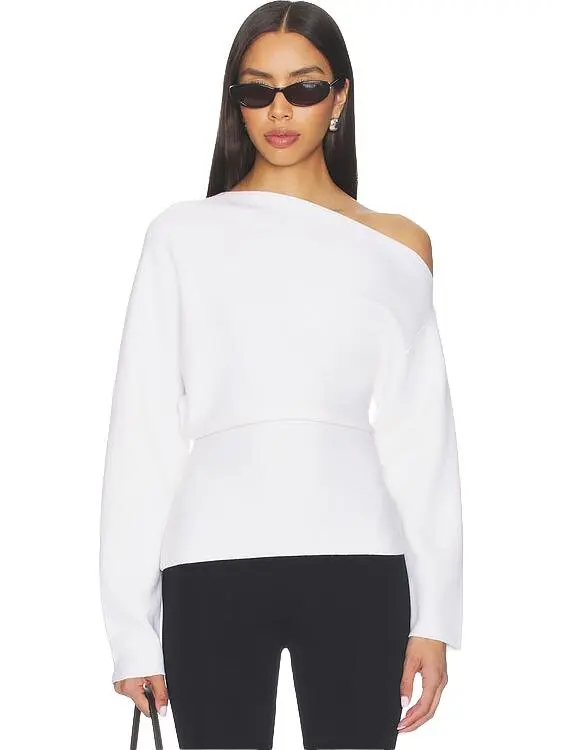 EAVES Rachelle Draped Knit Top - White