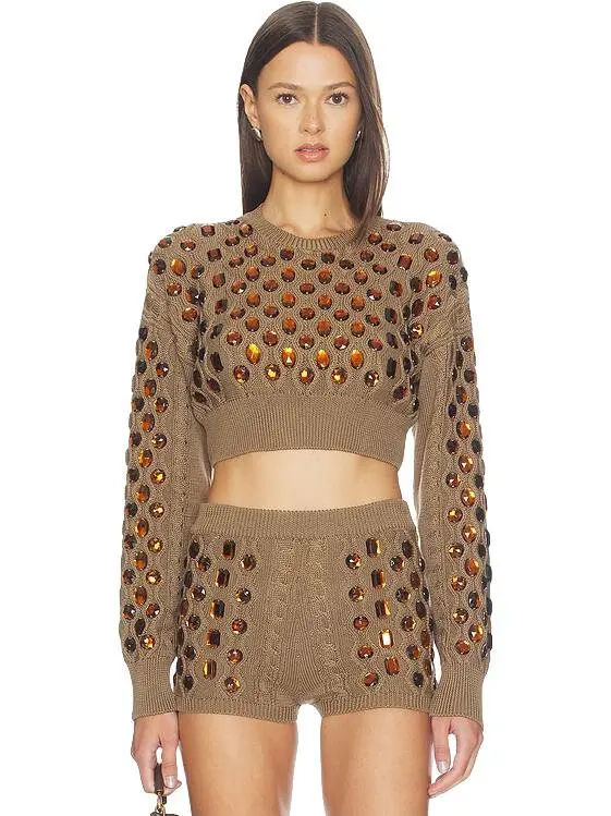 Giuseppe Di Morabito Embellished Cotton Sweater - Brown
