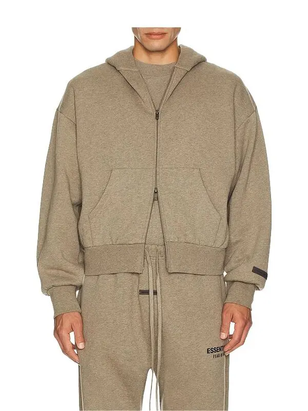 Fear Of God Classic Fit Fleece Zip Up Hoodie - Homestead Heather