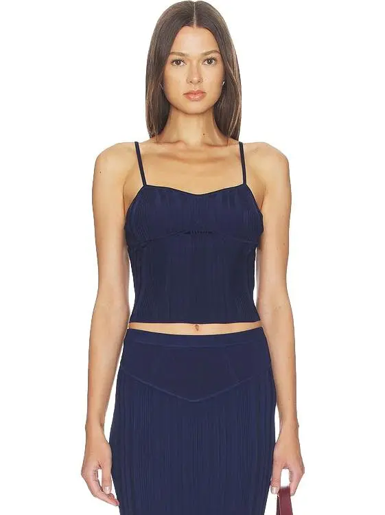 FLEUR DU MAL Rib Darted Cami Top - Midnight Navy