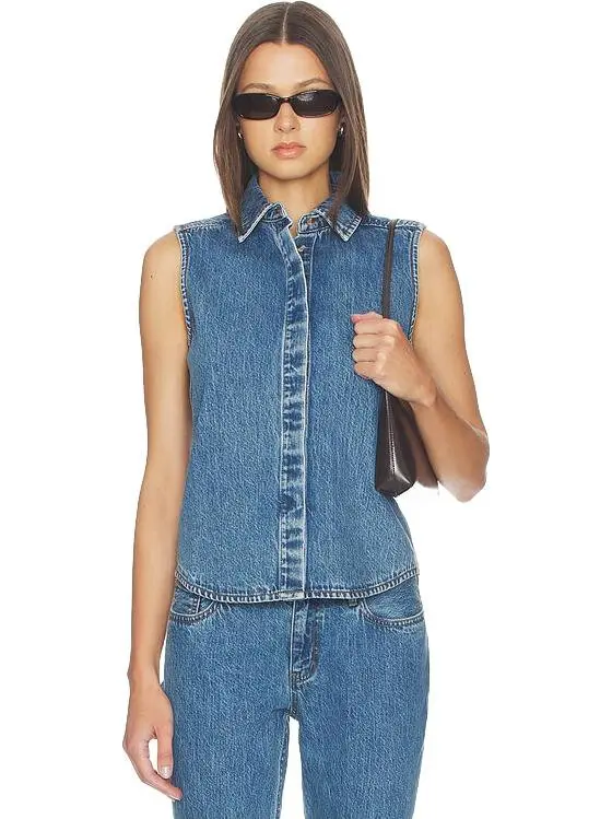 Still Here Emma Denim Top - Classic Blue