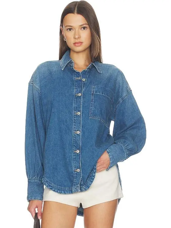 Free People X We The Free Ashley Denim Shirt - Medium Wash