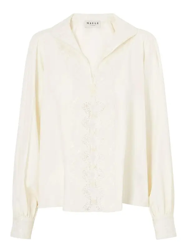 Maison Mayle Lula Lace-trimmed Silk Blouse - Ivory