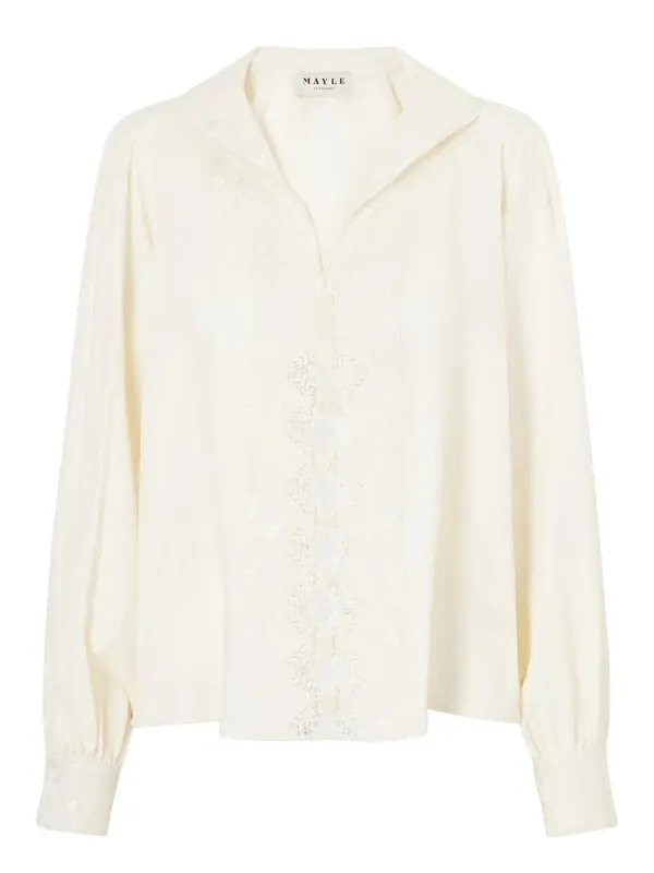 Maison Mayle Lula Lace-trimmed Silk Blouse - Neutrals