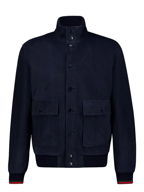 Gucci Suede Bomber Jacket - Blue