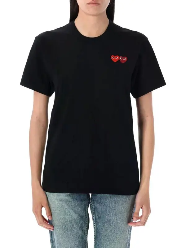 Play Comme Des Garcon Double-heart T-shirt - Black