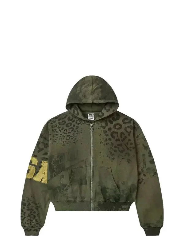 VALE FOREVER Animal-print Zip-up Hoodie - Green
