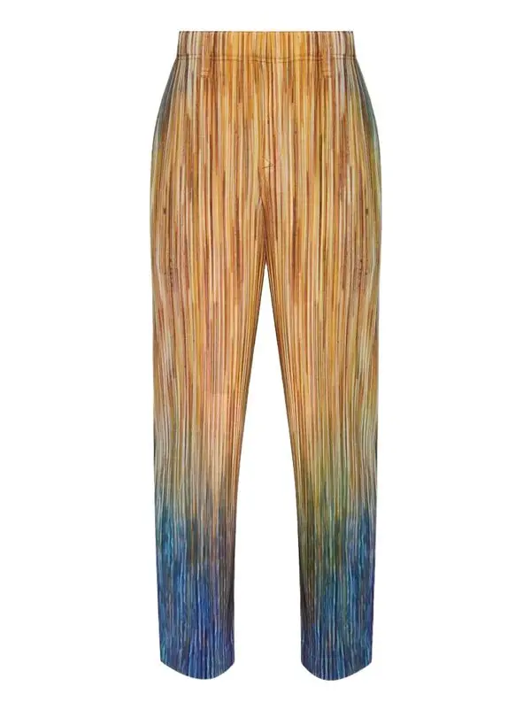 Issey Miyake Paint Brush Close-up Plissé Elasticated Trousers - Brown